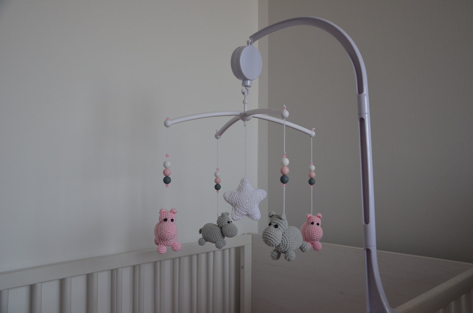 Yellow and Gray Baby Mobile With Crochet Hippo Crib Mobile - Etsy