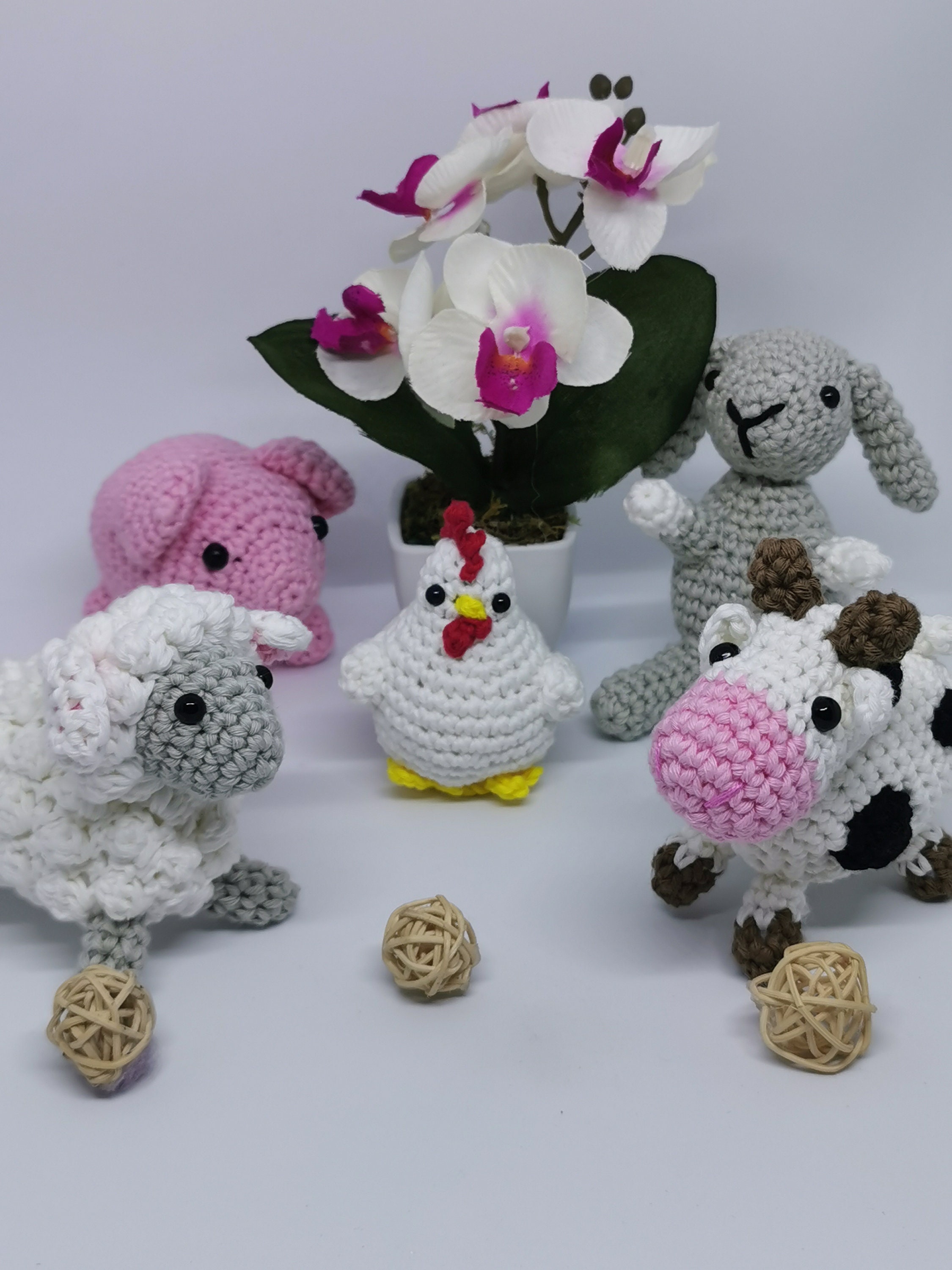 DIY Set for Stroller Toy With Farm Animal, Cow, Rabbit, Chicken, Pig ...