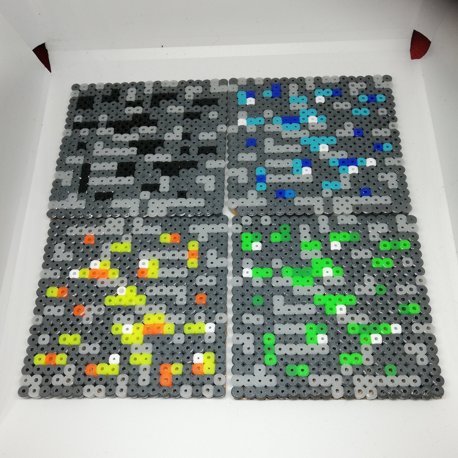 Minecraft Ore Hama Bead Coasters Handmade Perler Beads Gold - Etsy