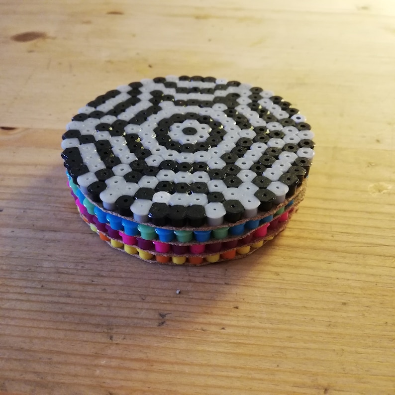 Set of 4 Geometric Colourful Handmade Hama Perler Bead Coasters - Etsy