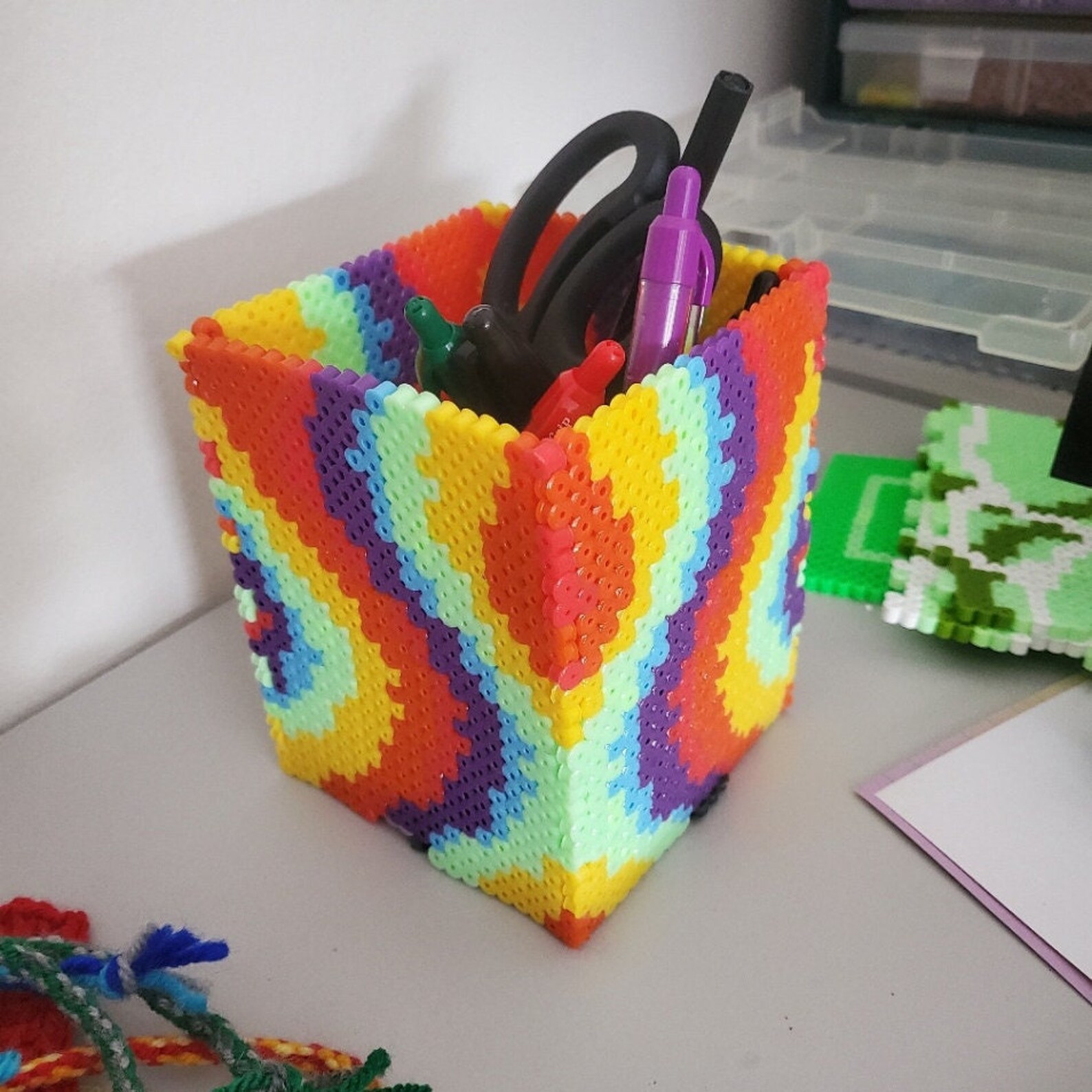 Rainbow Pen Pot - Hamabead - Etsy