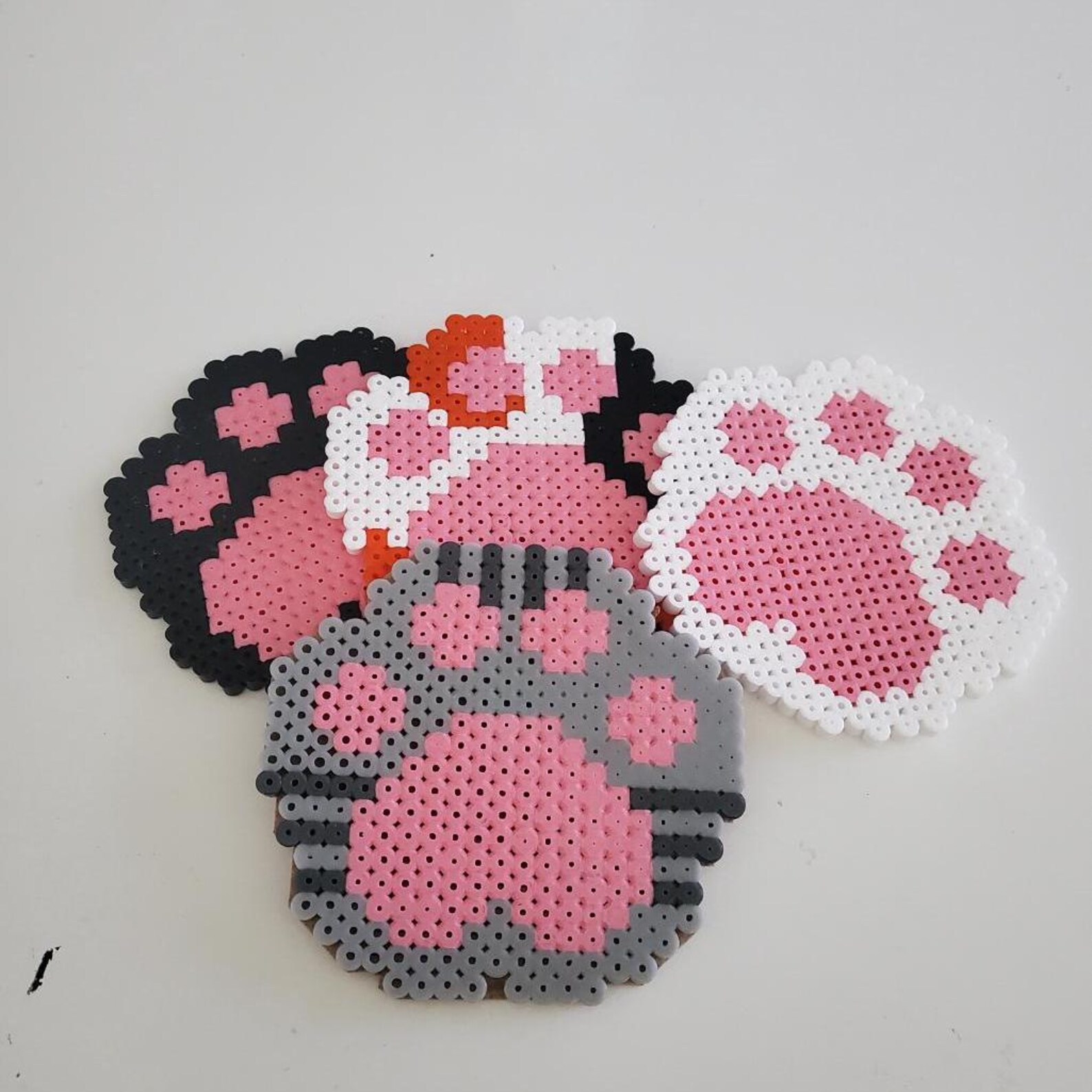 Handmade Hama Bead Cat Paw Coasters Adorable & Unique Drink Coasters ...