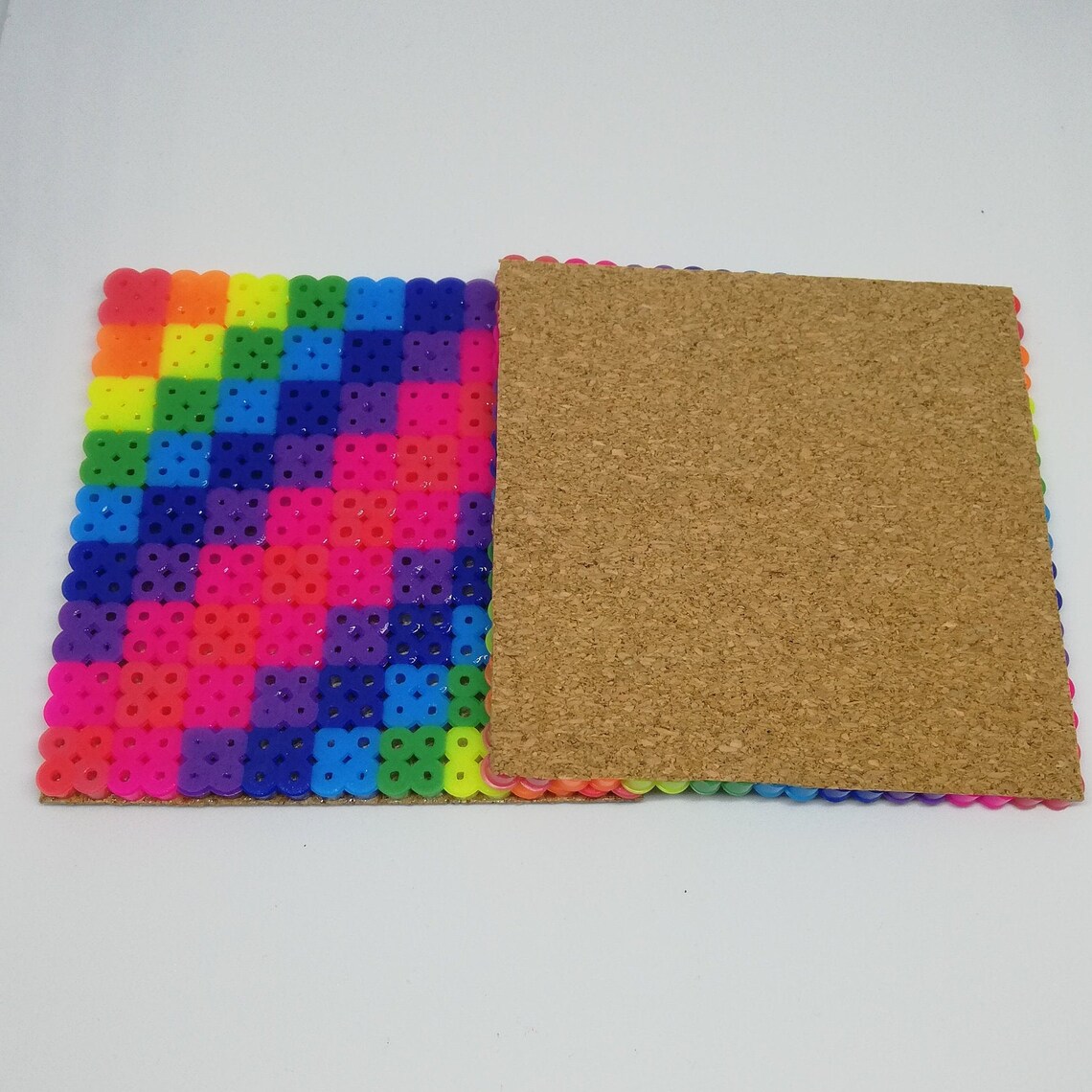 Rainbow Checkered Hama Bead Coasters/decorations - Etsy