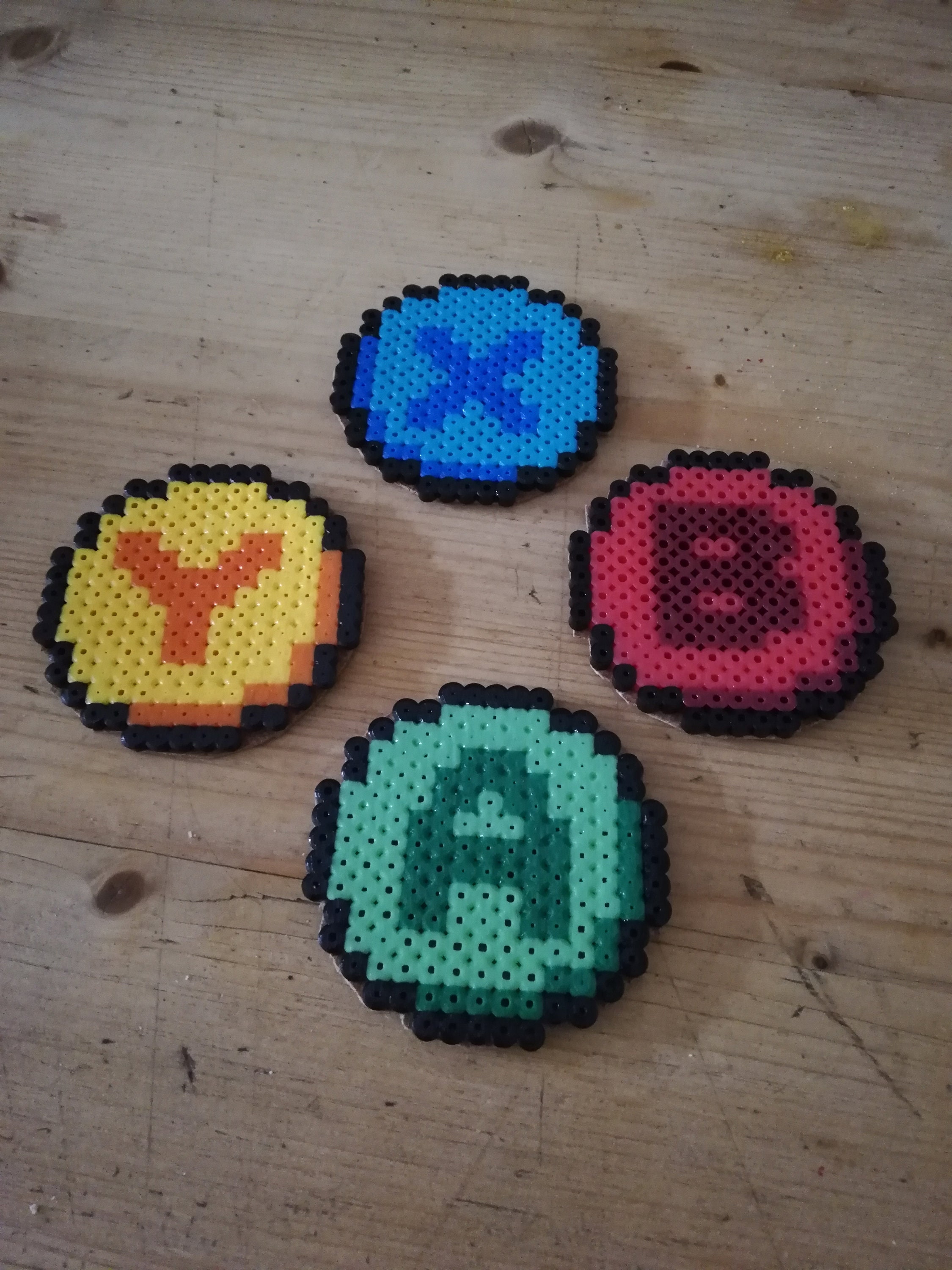 Mini gaming button coasters handmade hama beads x b a y - Etsy 日本