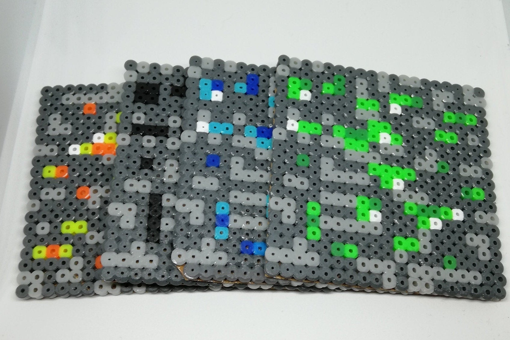 Minecraft Ore Hama Bead Coasters Handmade Perler Beads Gold - Etsy