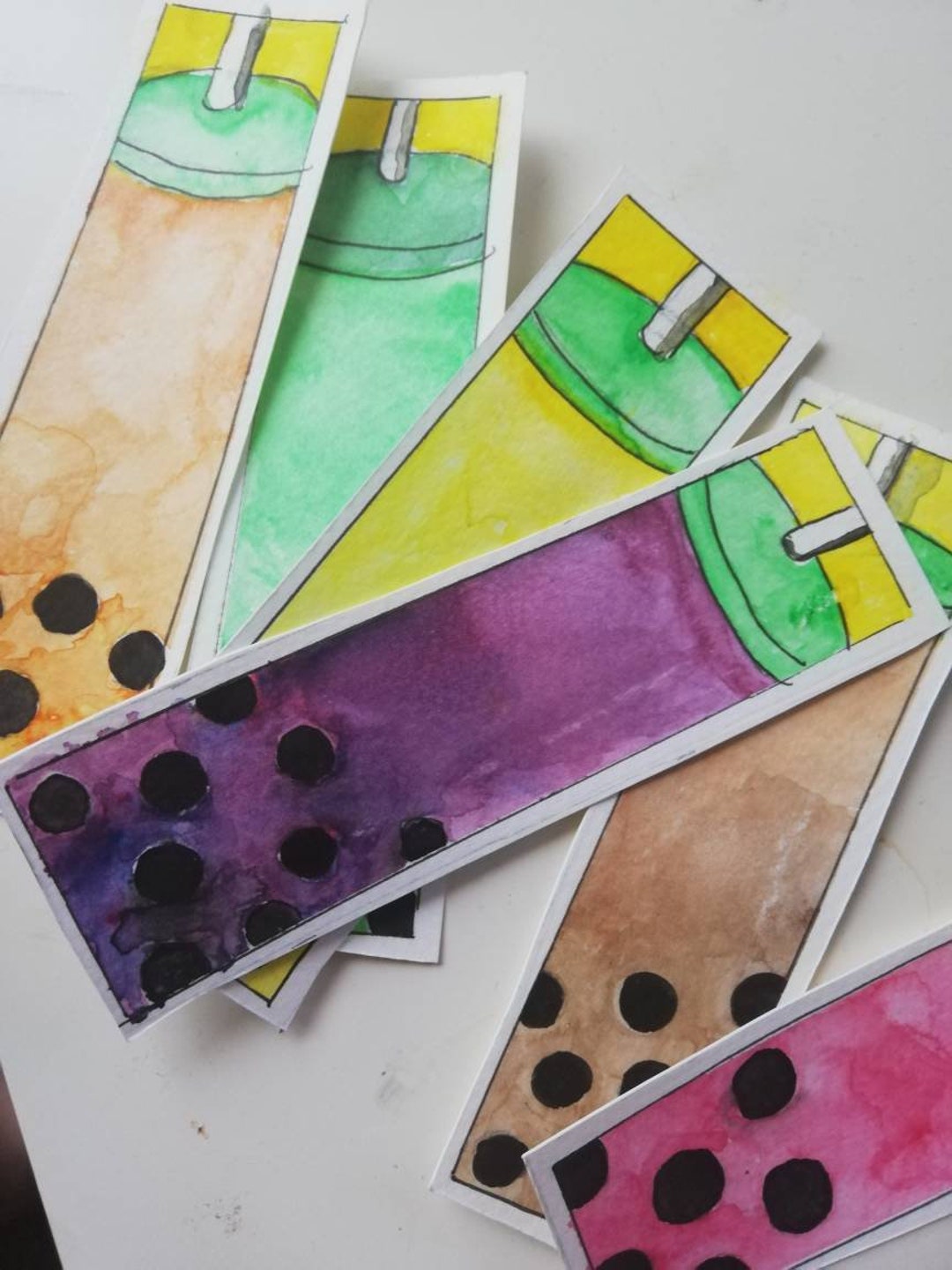 Boba Bubble Tea Bookmark Watercolour - Etsy