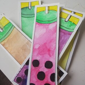 Boba Bubble Tea Bookmark Watercolour - Etsy