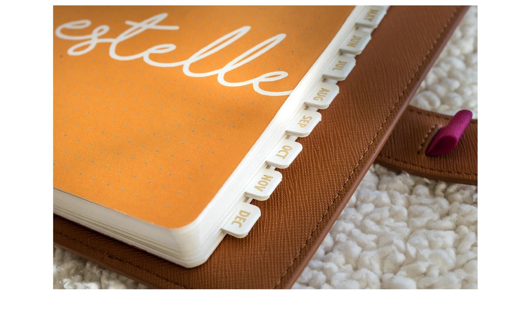 PU Leather Index Stickers, Monthly Tab Stickers, Gold Foil, Premium ...