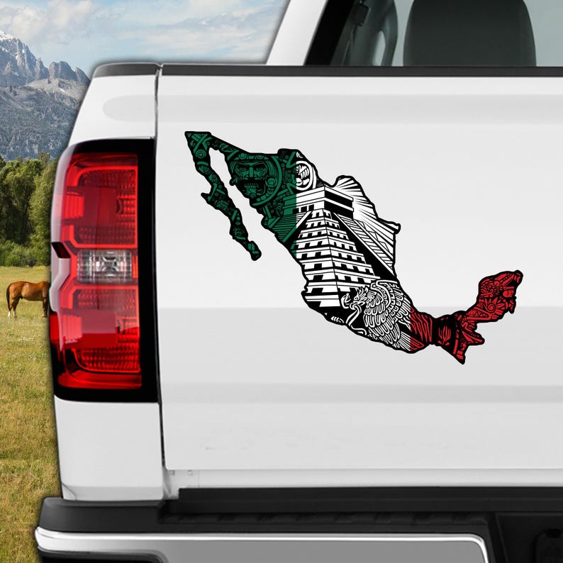 Mexico Map Sticker Mexican Heritage Vinyl Decal Orgullo Mexicano Latino ...
