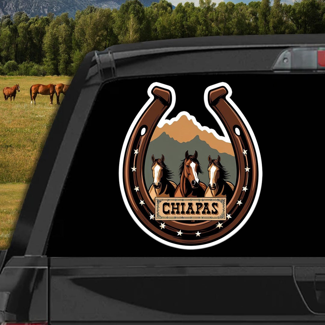 Personalized Mexican State Sticker Western Horseshoe Design With Horses ...