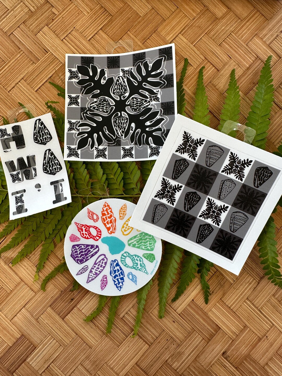 Hawaiian Shell Stickers- Rainbow Shells, Hebrew Ulu Quilt, Shell ...