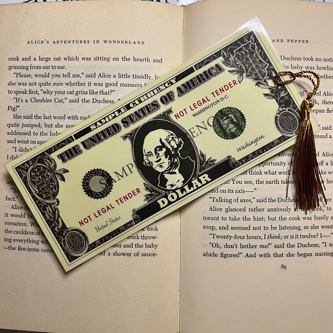 One Dollar Bill Oversized Bookmark - Etsy
