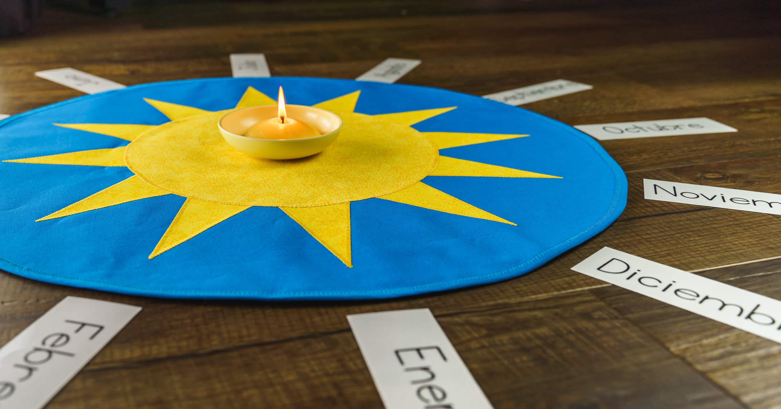 Montessori Sun Celebration Mat Bright blue | Etsy