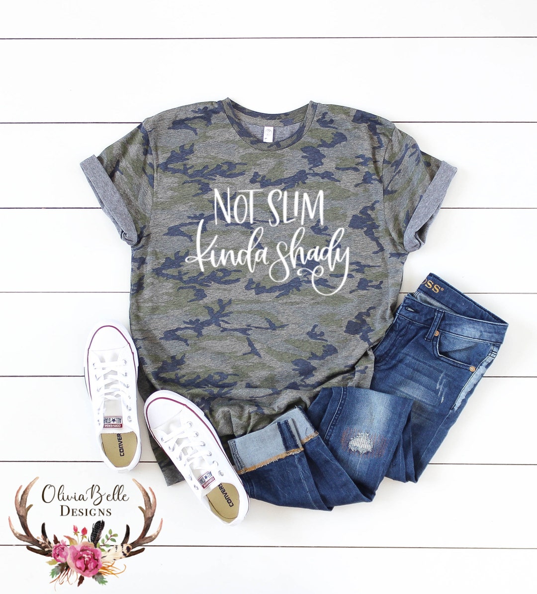 Not Slim Kinda Shady Shirt for Women, Camo Shirt, Slim Shady Shirt ...