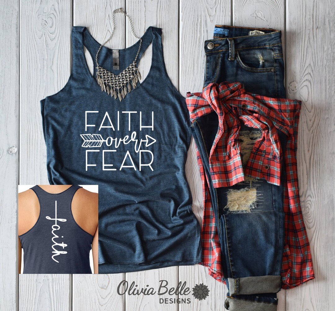 FAITH OVER FEAR Christian Tank Top for Women, Women's Faith Shirt ...