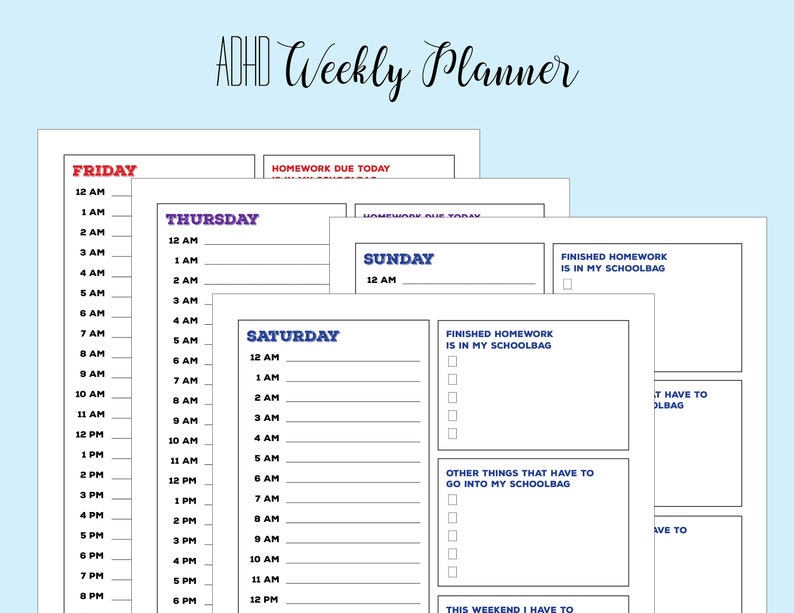 ADHD Weekly Planner - Etsy