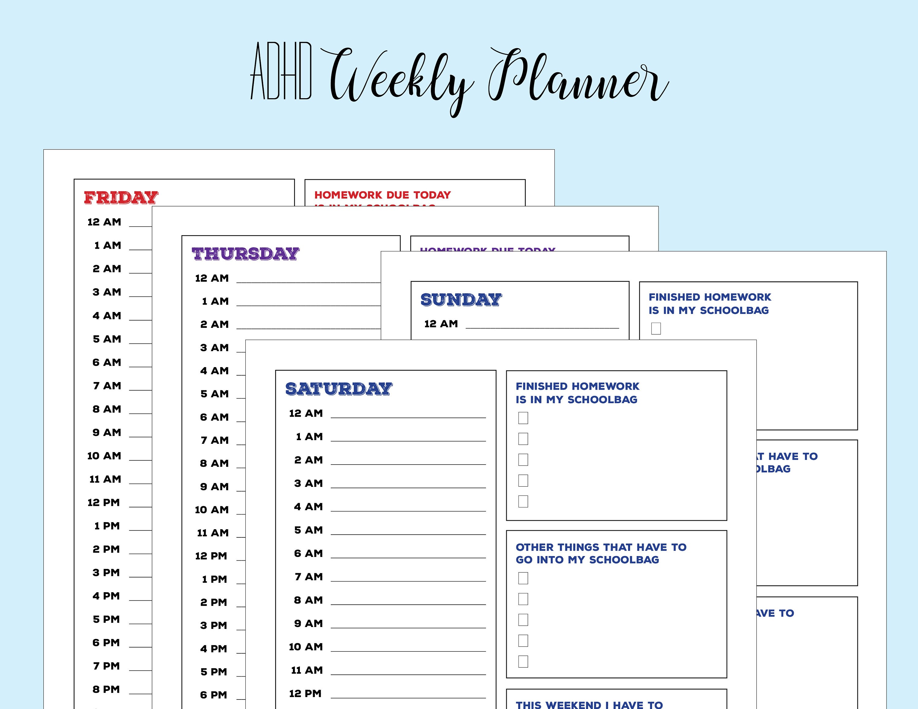 ADHD Weekly Planner - Etsy