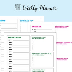 ADHD Weekly Planner - Etsy