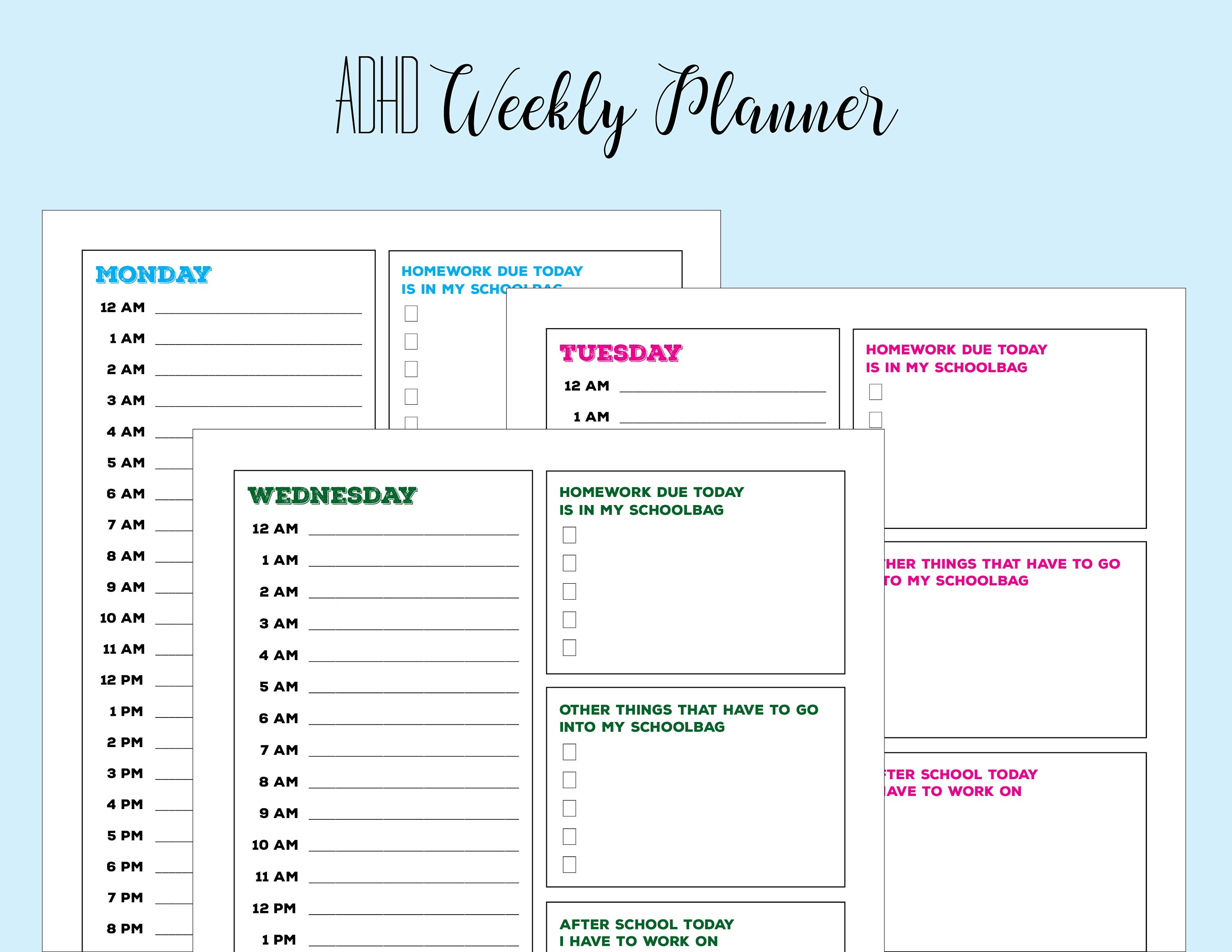 ADHD Weekly Planner - Etsy