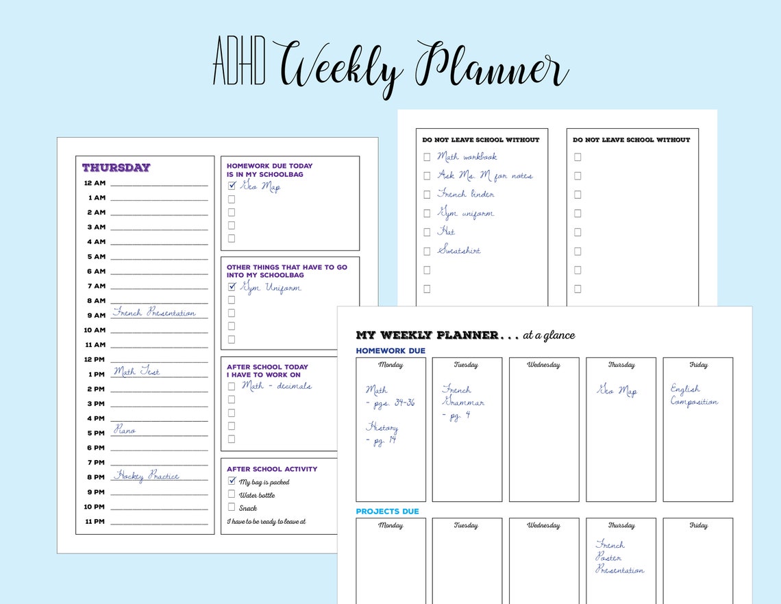 ADHD Weekly Planner - Etsy