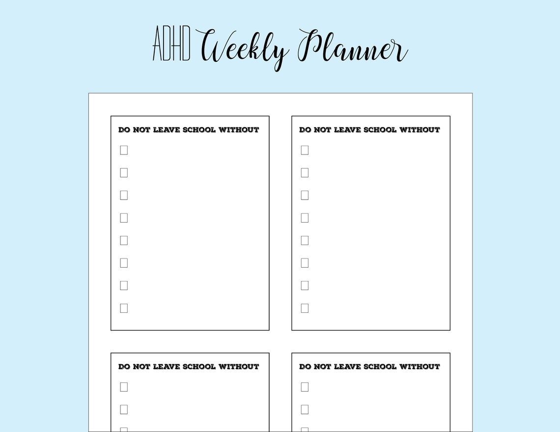 ADHD Weekly Planner - Etsy