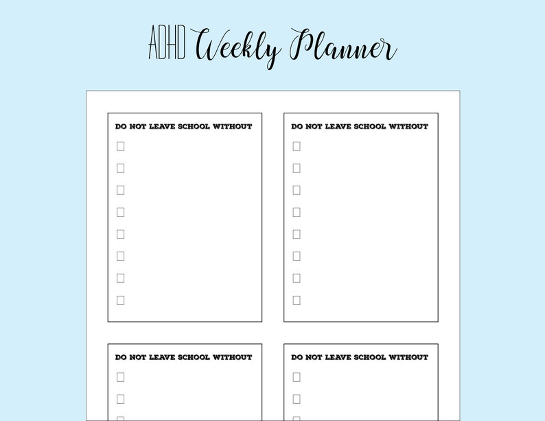 ADHD Weekly Planner - Etsy