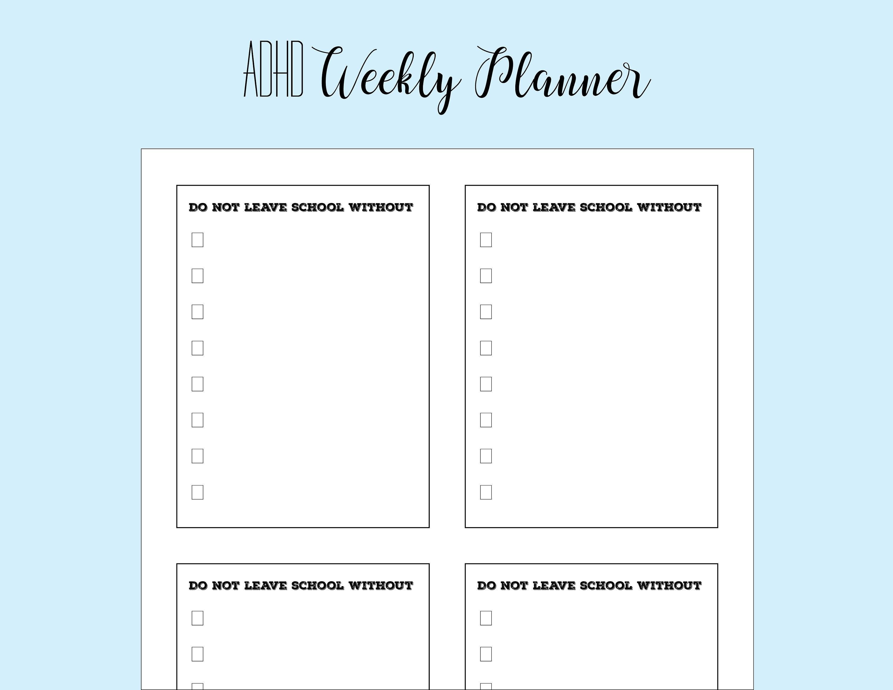 ADHD Weekly Planner - Etsy