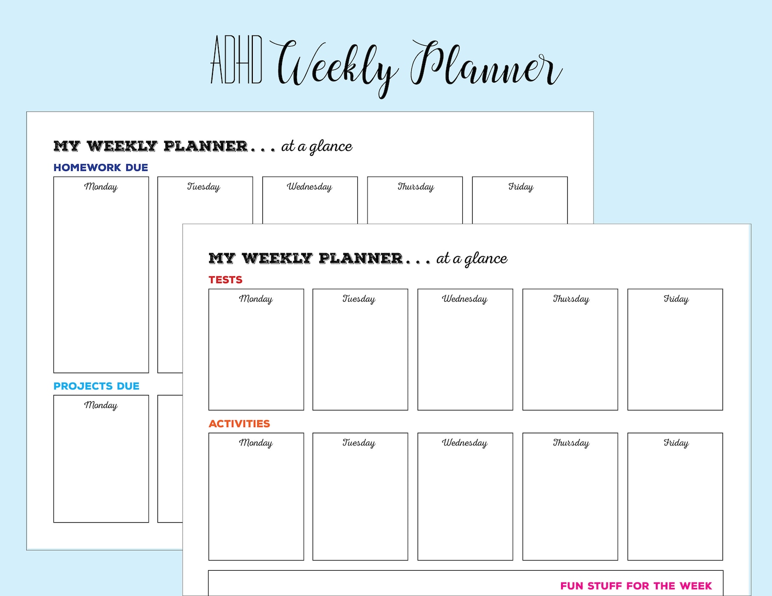 ADHD Weekly Planner - Etsy