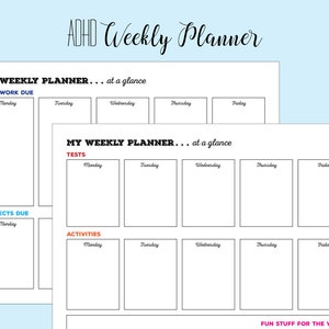 ADHD Weekly Planner - Etsy