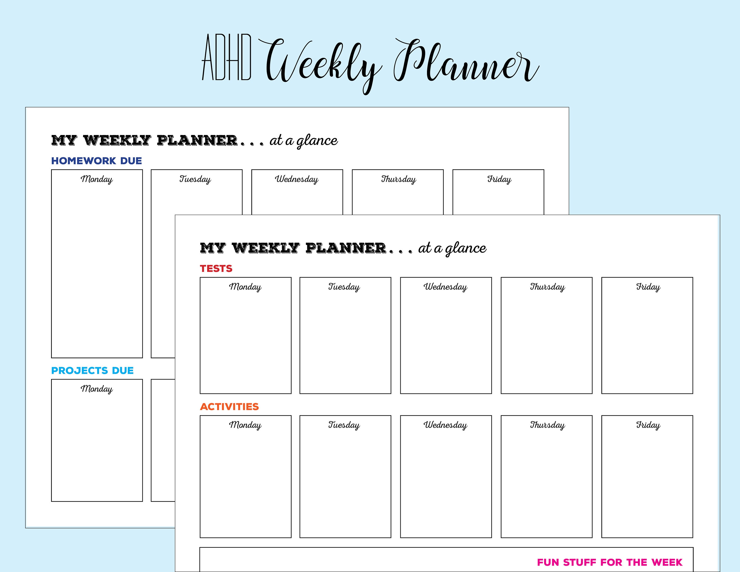 ADHD Weekly Planner - Etsy