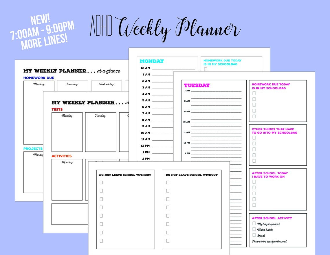 ADHD Weekly Planner - Etsy