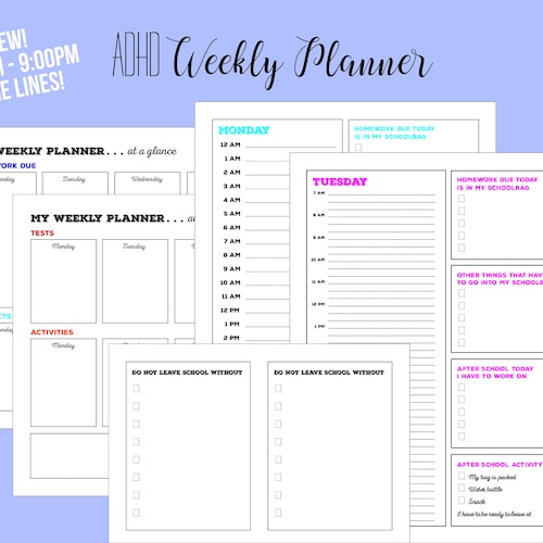 ADHD Weekly Planner - Etsy