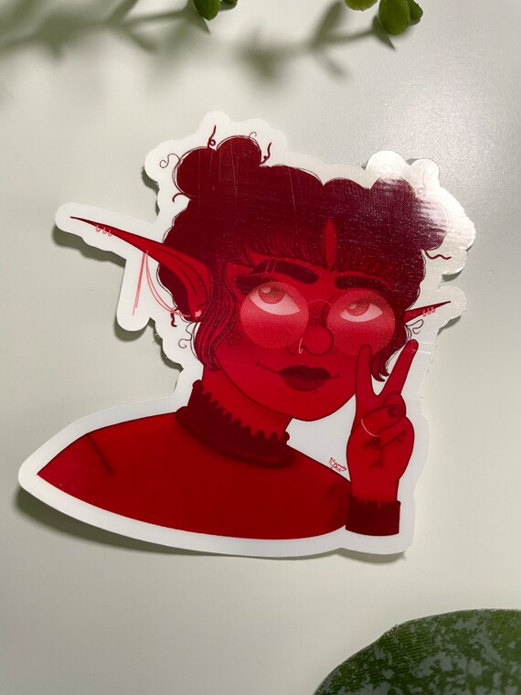 Red Monochrome Character Sticker - Etsy