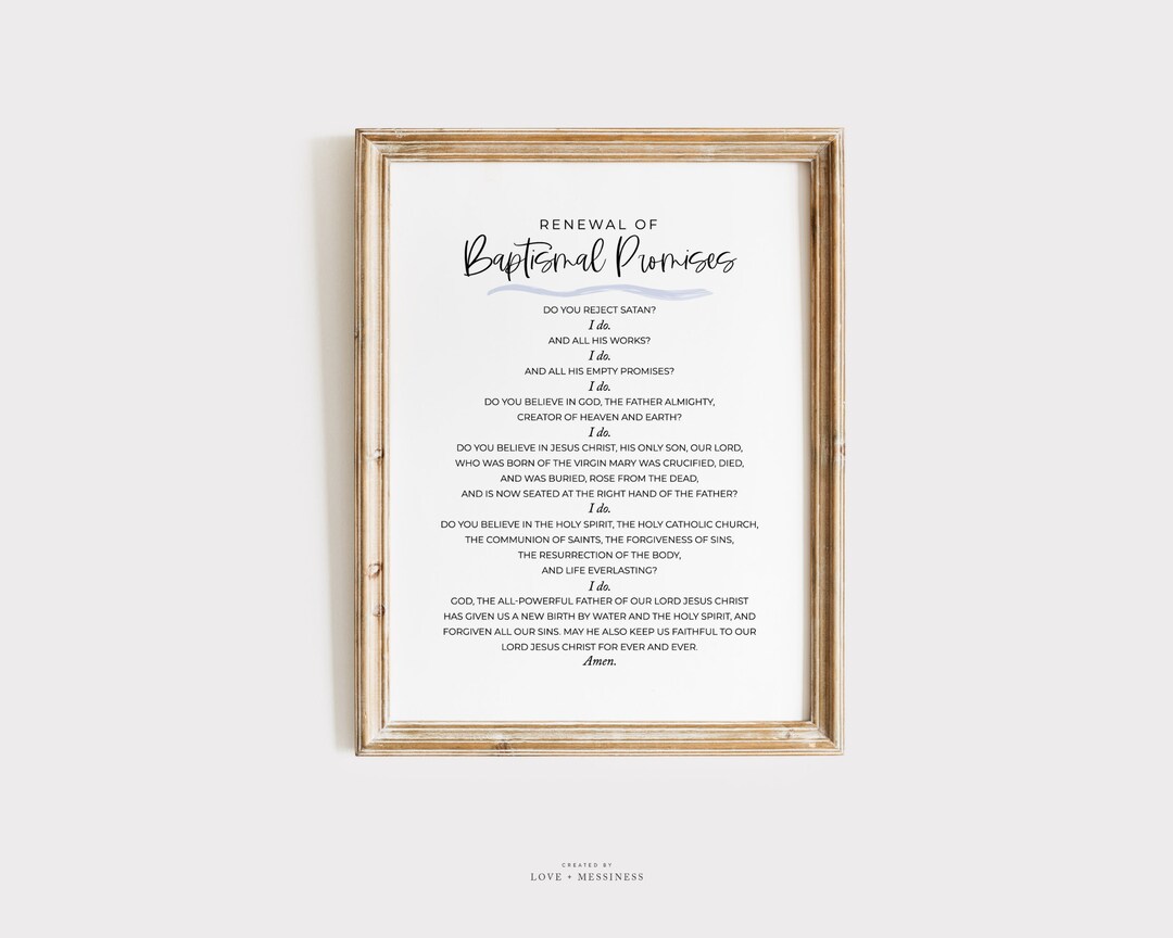 Baptism Printable - Baptismal Promises, Baptism Renewal, Catholic ...