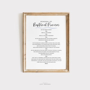 Baptism Printable - Baptismal Promises, Baptism Renewal, Catholic ...