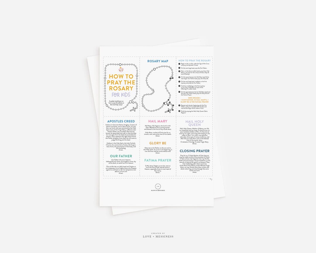 How to Pray the Rosary Catholic Kids Printable Cards - Rosary Lesson ...