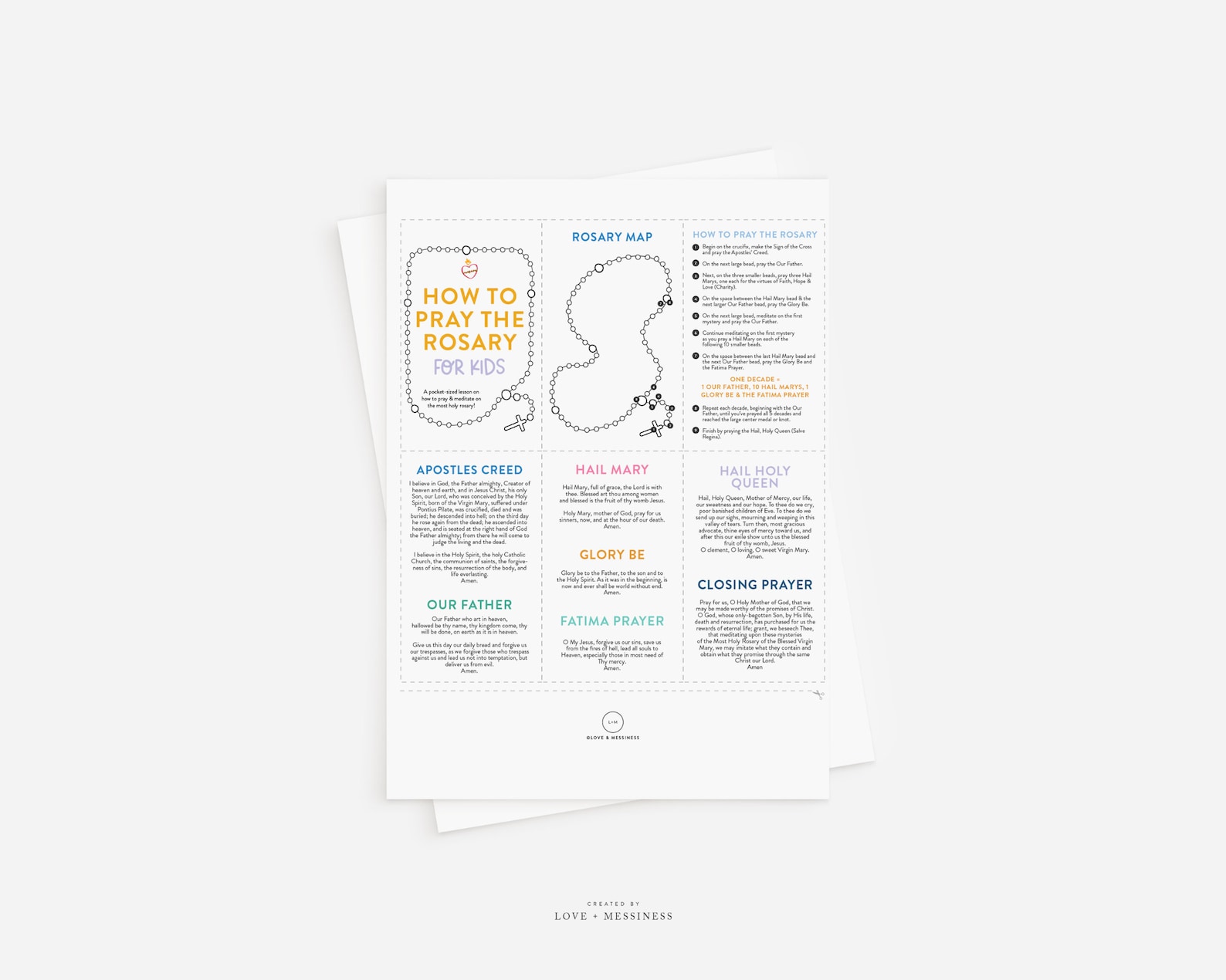 Catholic Rosary Prayer Cards for Kids – Printable PDF Packet - Etsy