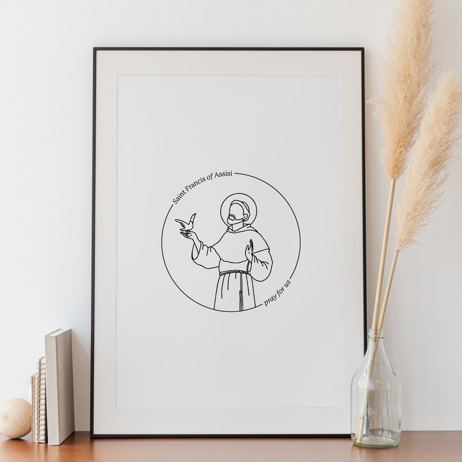 St Francis of Assisi Printable Wall Art -- Catholic Saint Illustration ...
