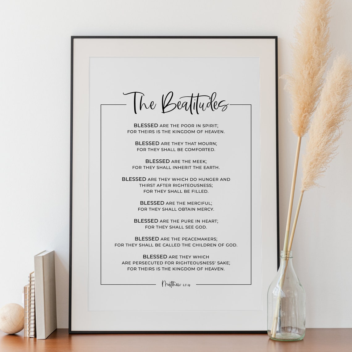 The Beatitudes Printable Wall Art Matthew 5:3-10 Catholic | Etsy