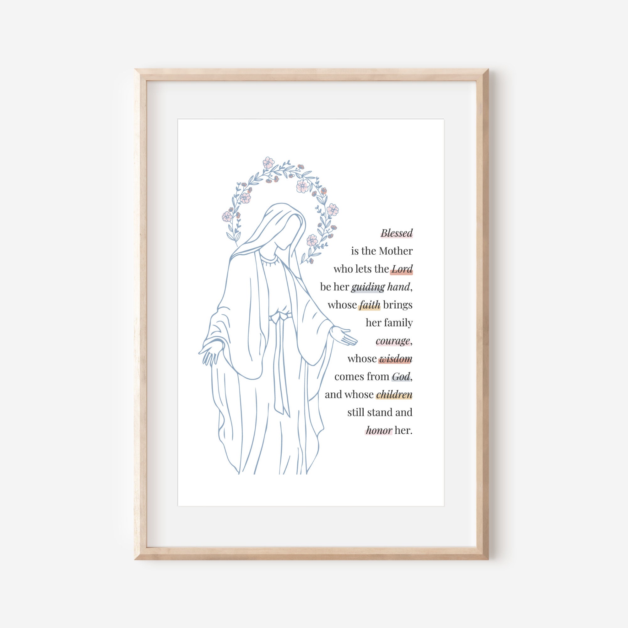 Mothers Blessing Printable - Blessed Virgin Mary Print, Catholic Wall ...