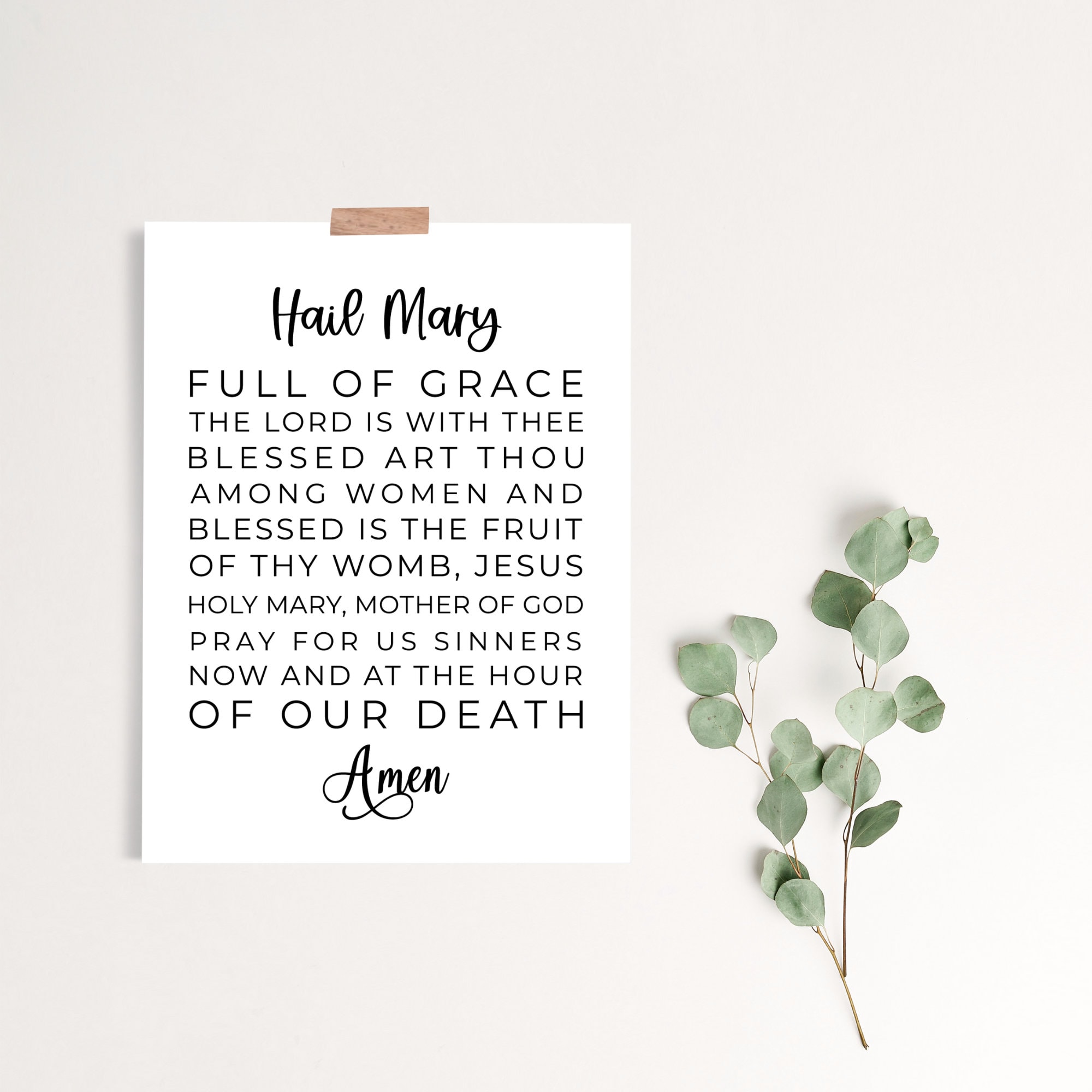 Hail Mary Prayer Printable -- Hail Mary Printable Art, Ave Maria Prayer ...