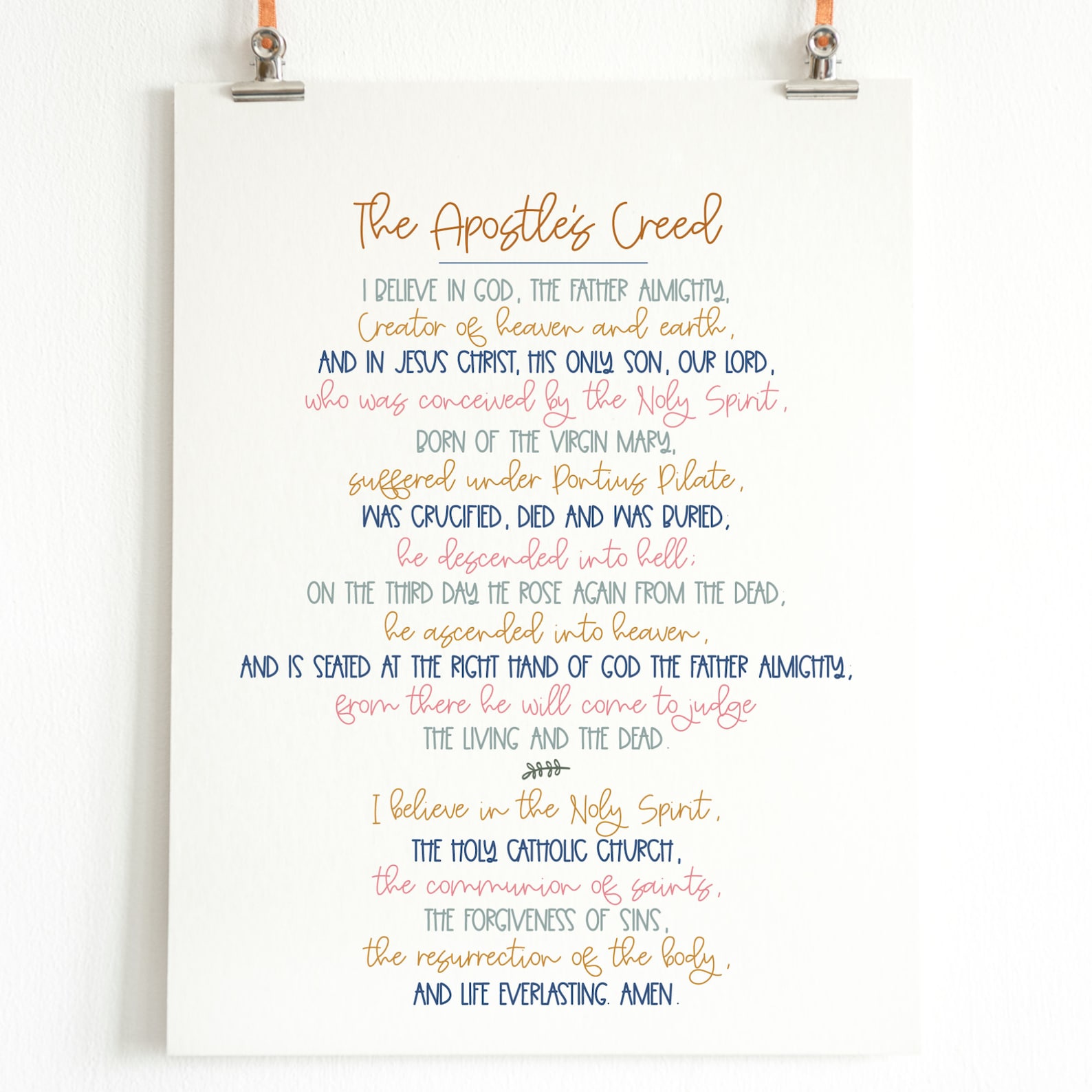Apostles Creed Printable Wall Art for Kids the Apostles - Etsy