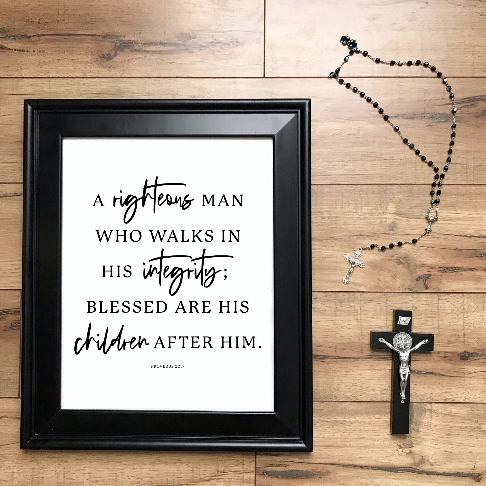 Proverbs 20:7 Scripture Printable Wall Art Righteous Man | Etsy
