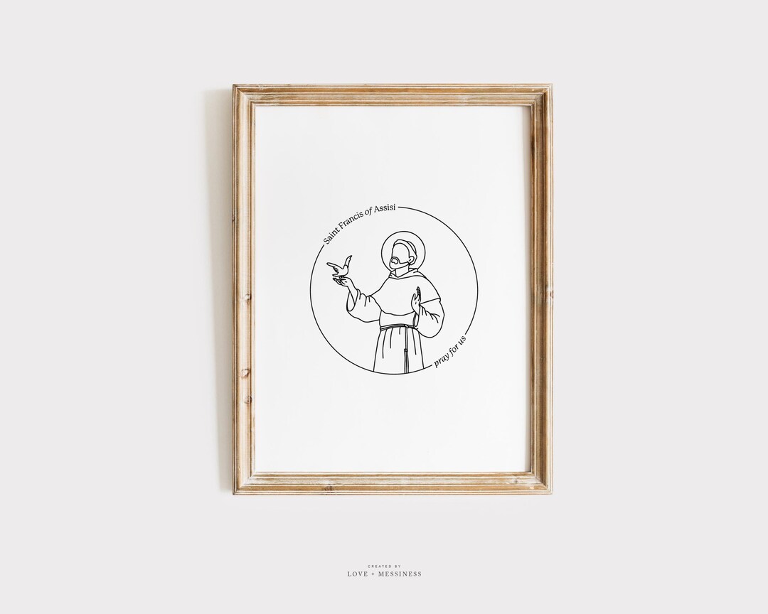 St Francis of Assisi Printable Wall Art -- Catholic Saint Illustration ...