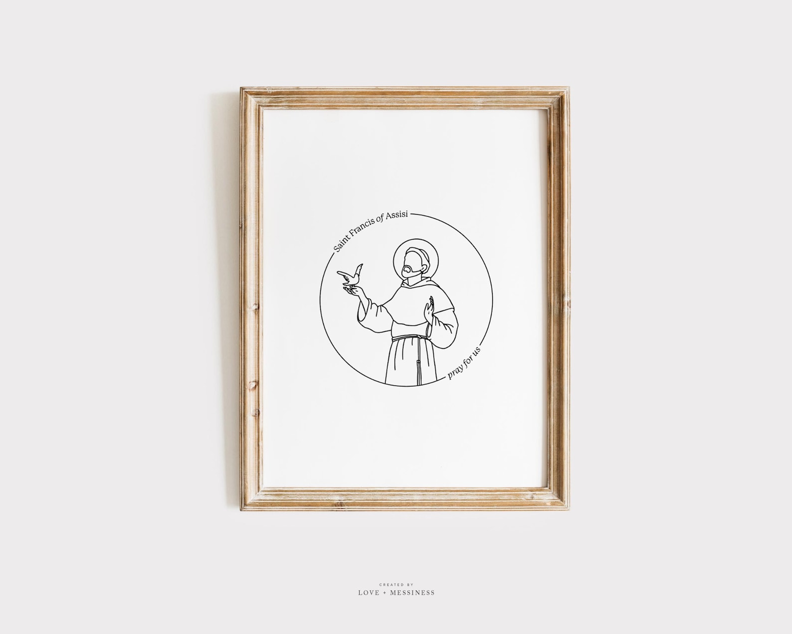 St Francis of Assisi Printable Wall Art -- Catholic Saint Illustration ...