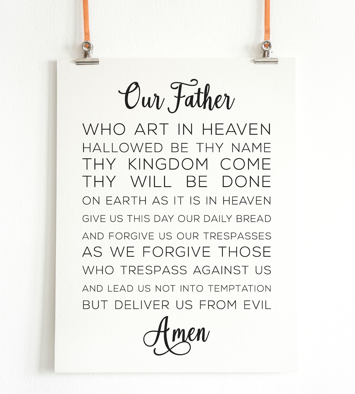 Our Father Prayer Printable -- the Lords Prayer Printable Art ...