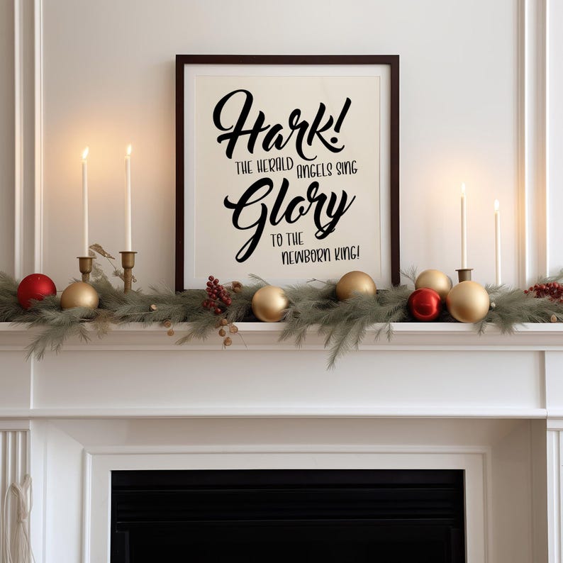 Christian Christmas Print - Hark the Herald Angels Sing, Christmas ...