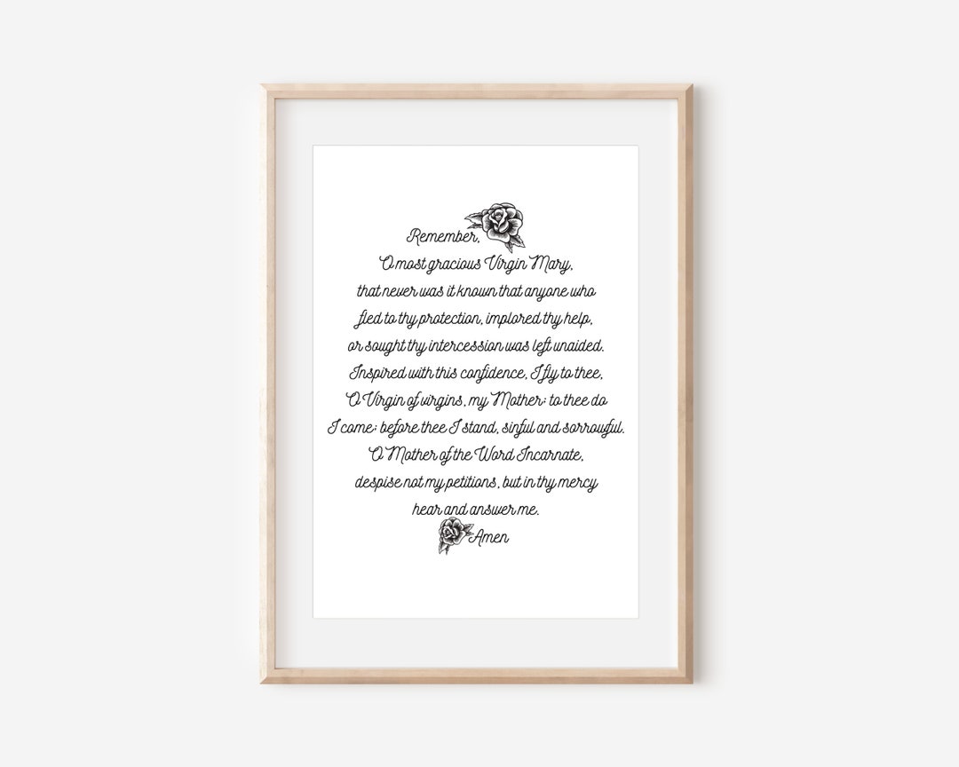 Memorare Prayer Printable -- Catholic Prayer, Blessed Virgin Mary ...