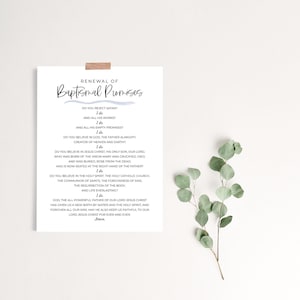 Baptism Printable - Baptismal Promises, Baptism Renewal, Catholic ...