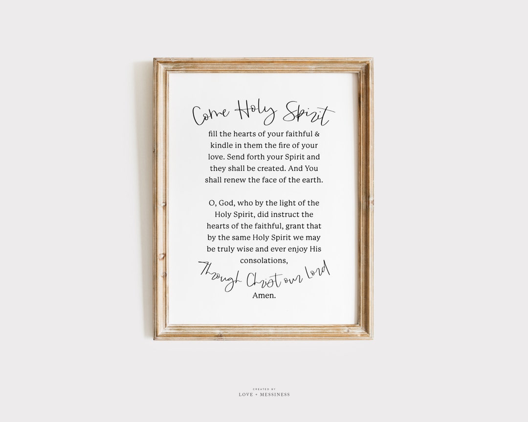 Come Holy Spirit Prayer Printable - Amina Christi Prayer, Catholic ...